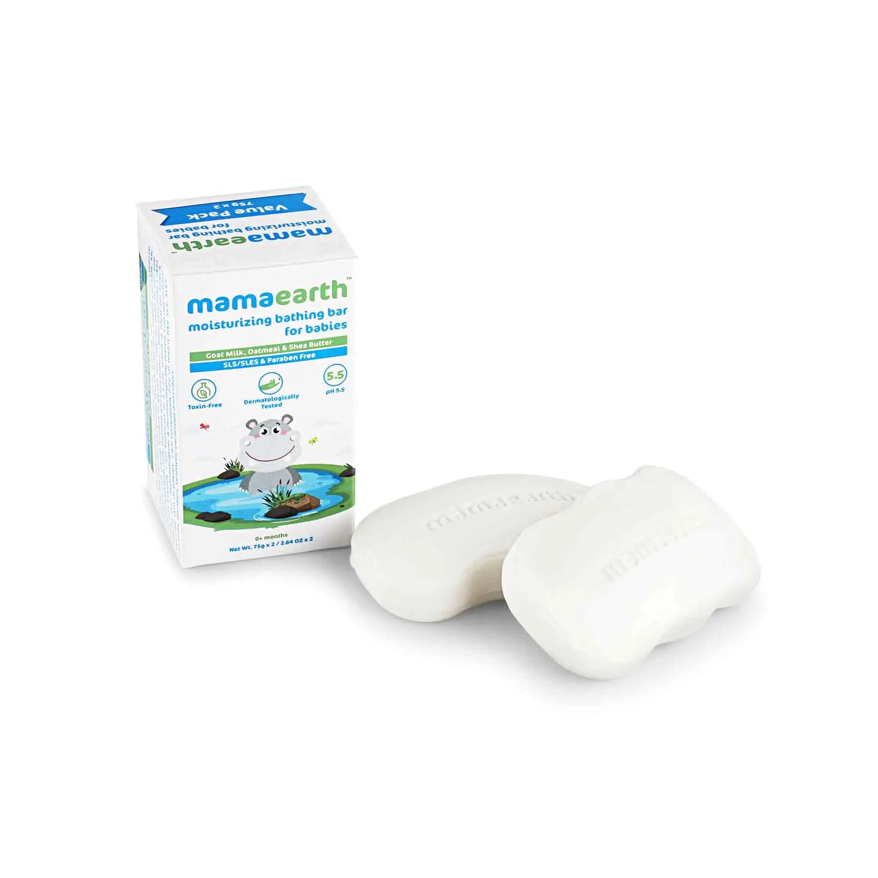 Mamaearth Moisturizing Bathing Bar Soap For Babies pack of 2 (75g each ...